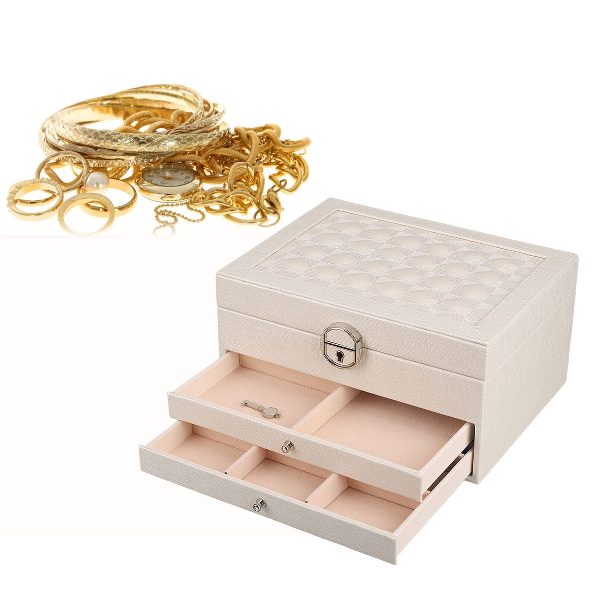 White Vegan Leather Jewellery Box | Boxes Of Elegance