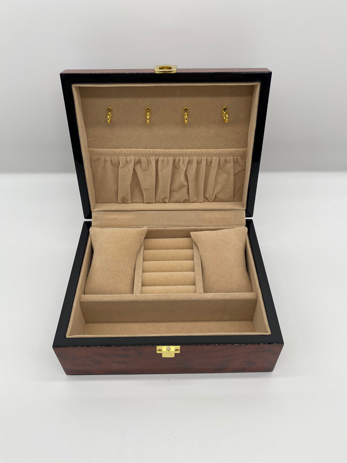 Small Wood Gloss Grained Jewellery Box With Watch Storage | Boxes Of ...