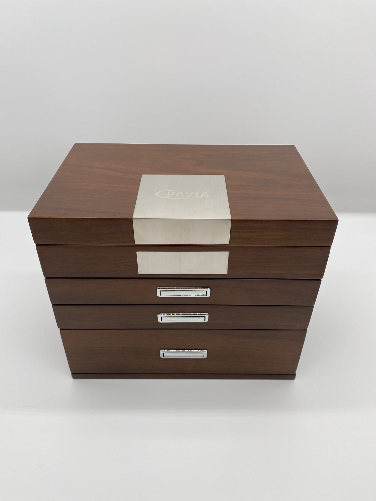 Large Brown Matte Jewellery Box with 3 Drawers & Mirror | Boxes Of Elegance