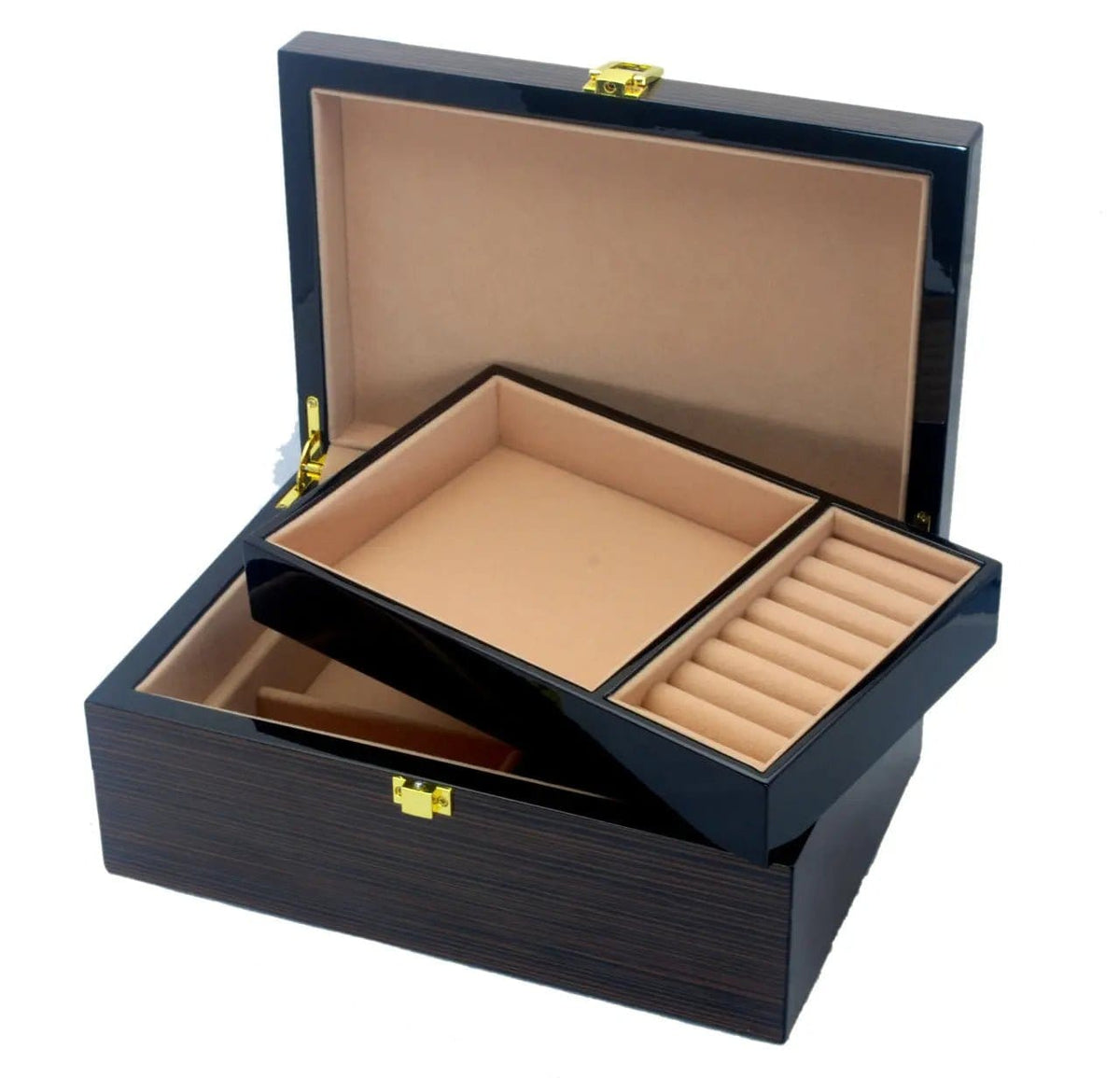 Small Dark Brown-Black Wood Jewellery Box with Removable Tray | Boxes ...