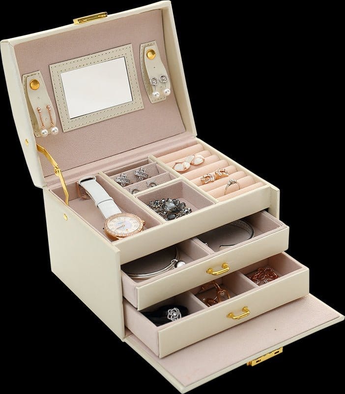 Small Modern White Vegan Leather Jewellery Box With Subtle Snakeskin ...